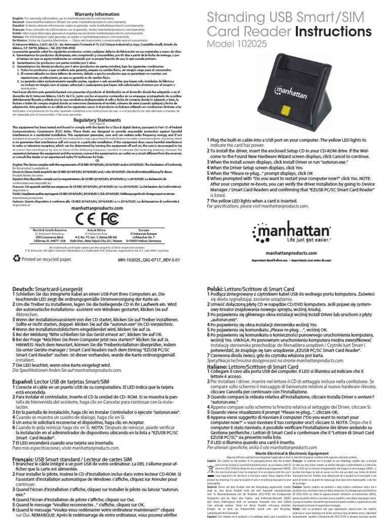Manhattan Card Reader User Instructions - 102025 - QiG-0717 - REV-5.01 ...