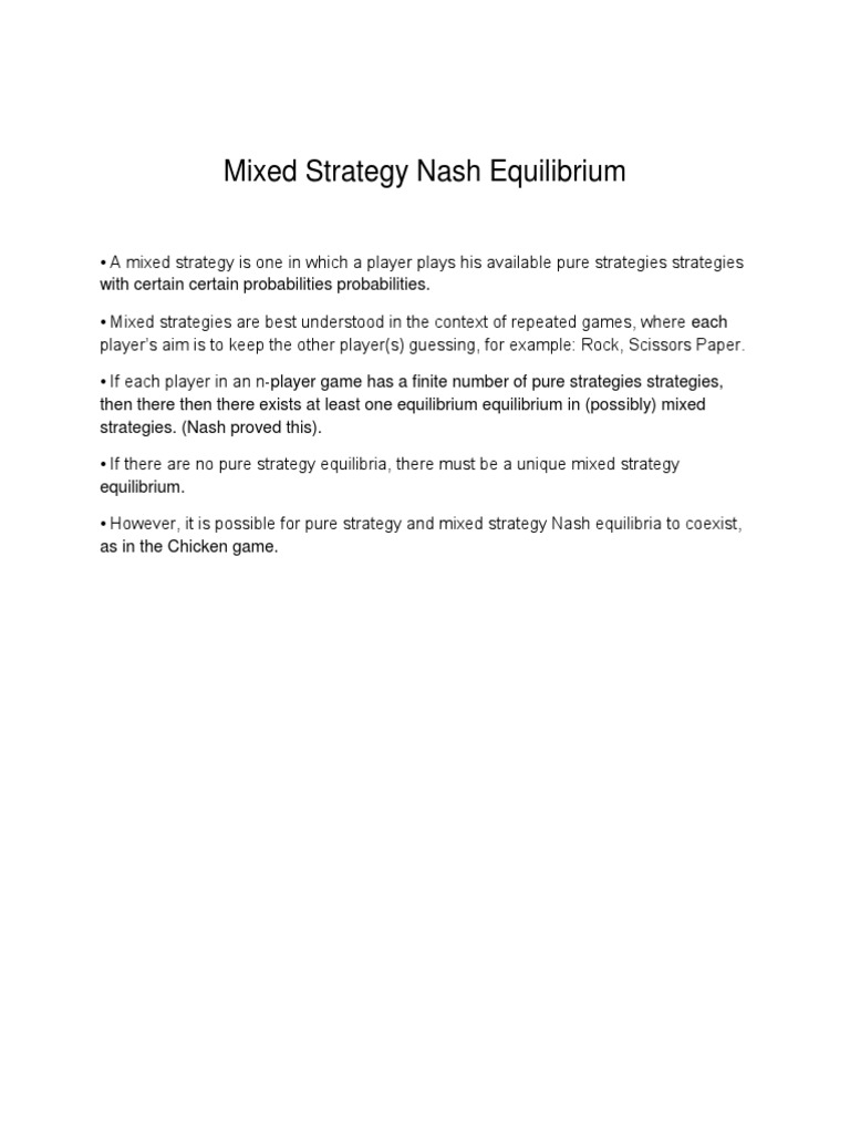 Mixed Strategy Nash Equilibrium Explained | PDF | Game Theory | Leisure ...