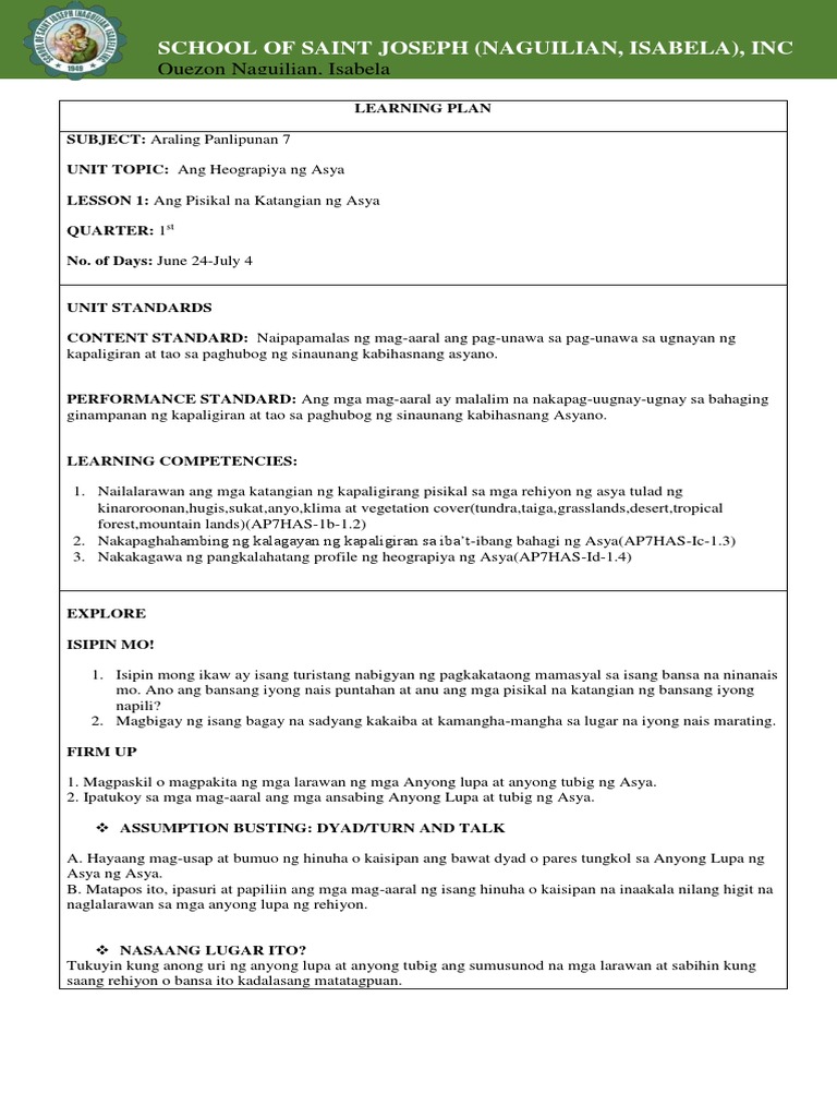 Learning Plan LC 3,4,5 | PDF