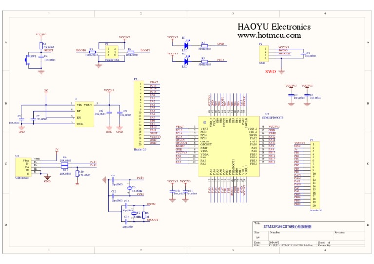 STM32F103C8T6 Dev Board SCH PDF | PDF