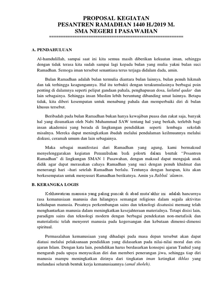 Proposal Kegiatan Ramadhan | PDF