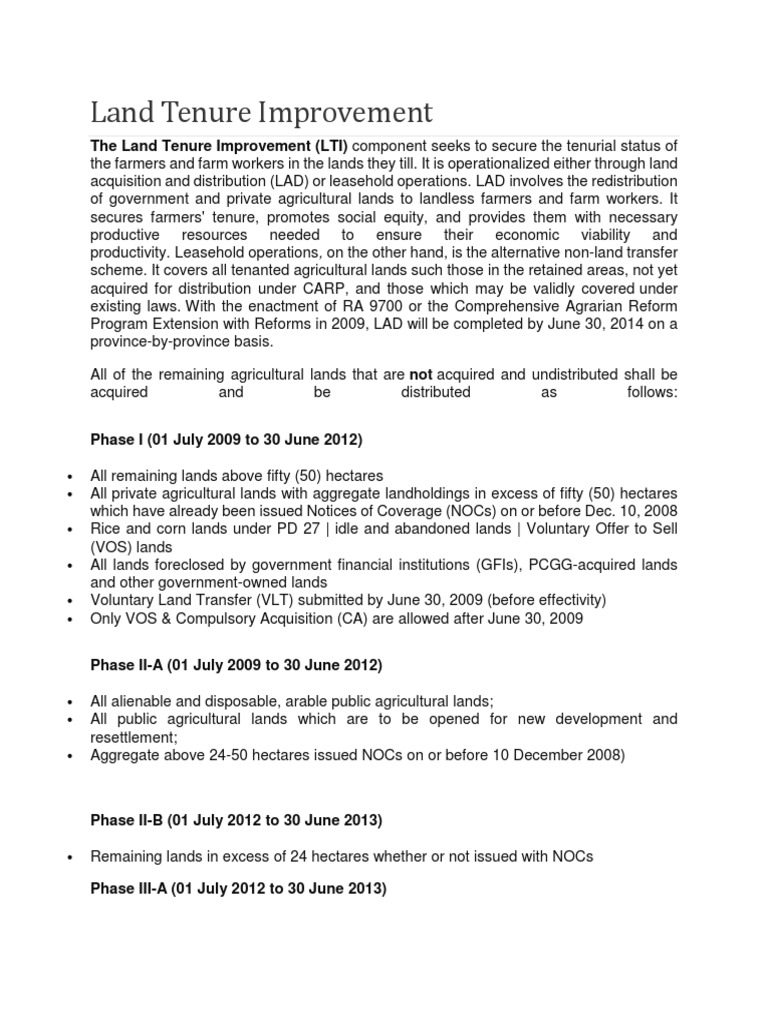 Land Tenure Improvement | PDF | Natural Resources Law | Public Sphere
