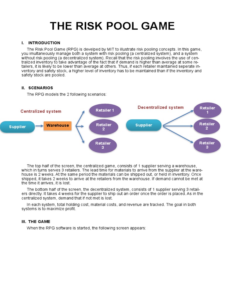 Risk Pool Game | PDF | Inventory | Retail