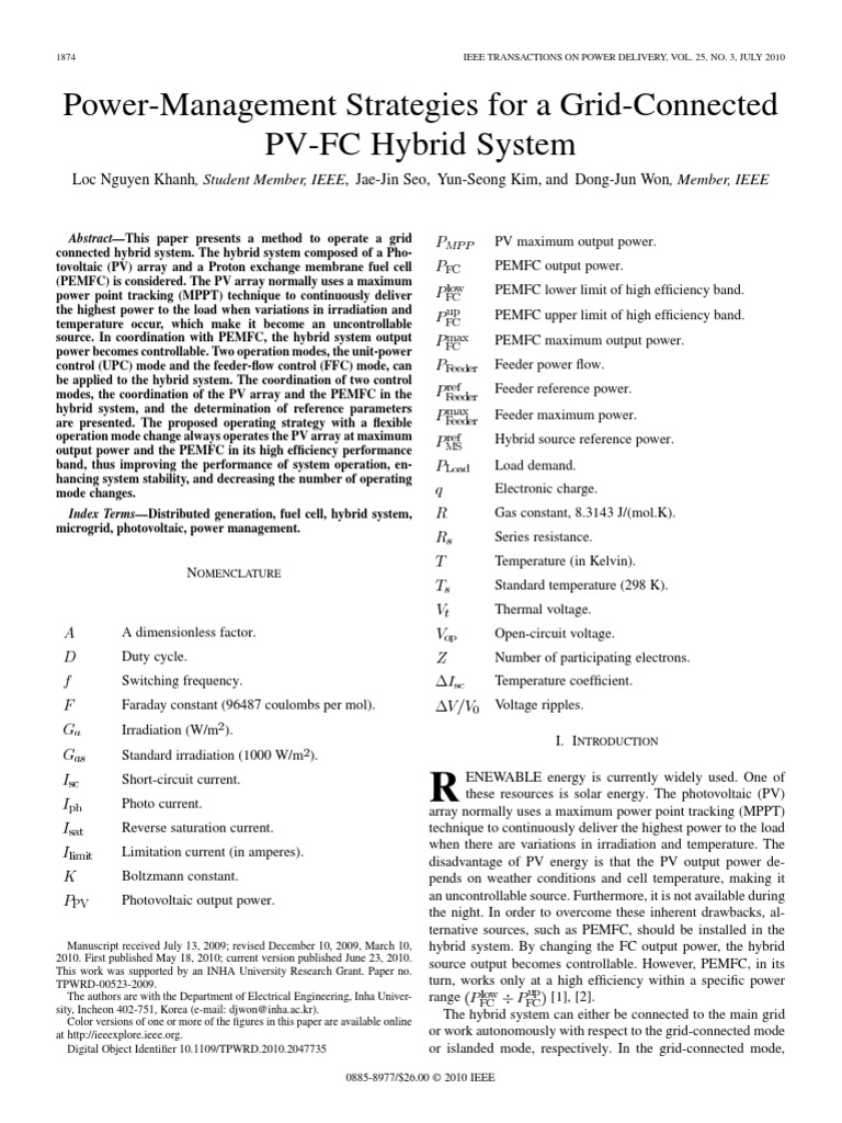 Power-Management Strategies For A Grid-Connected | PDF | Electricity ...