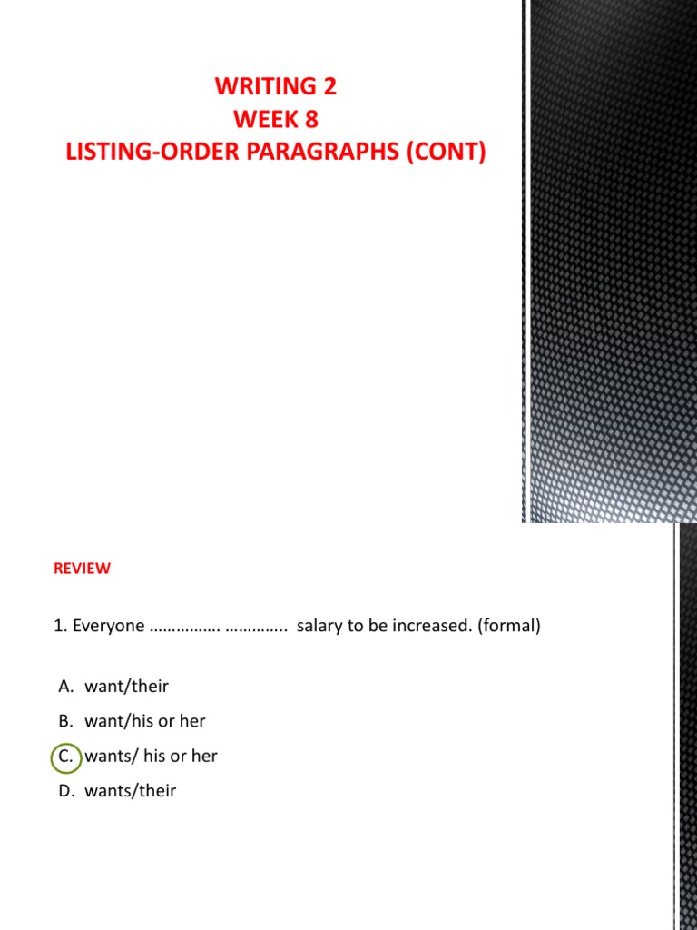 Listing-Order Paragraph