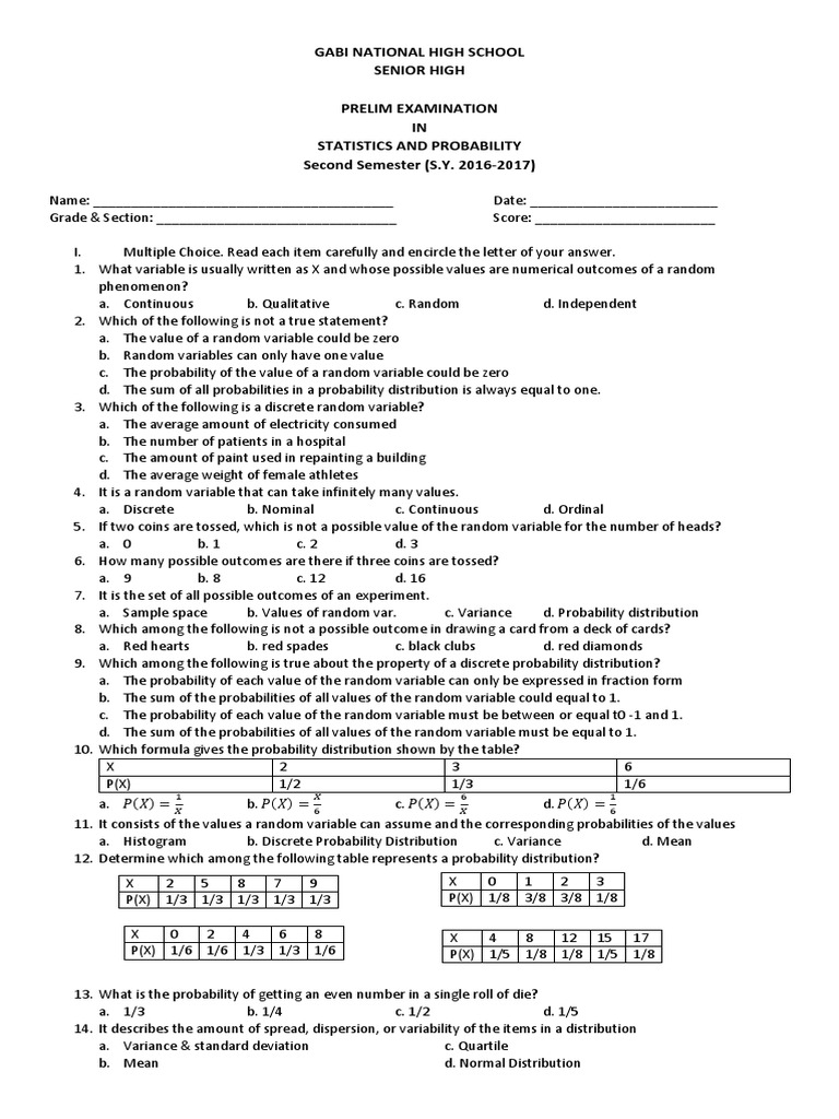 Statistics & Probability | PDF | Random Variable | Variance