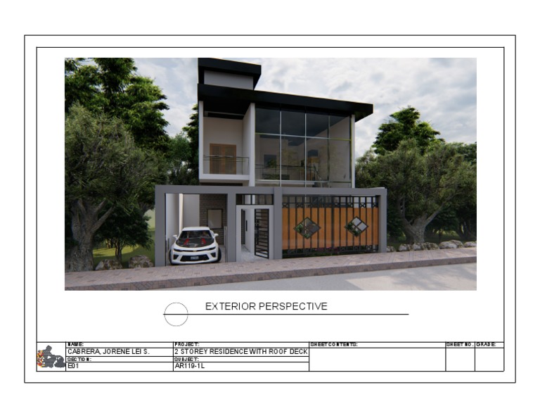 Exterior Perspective of Two Storey House | PDF
