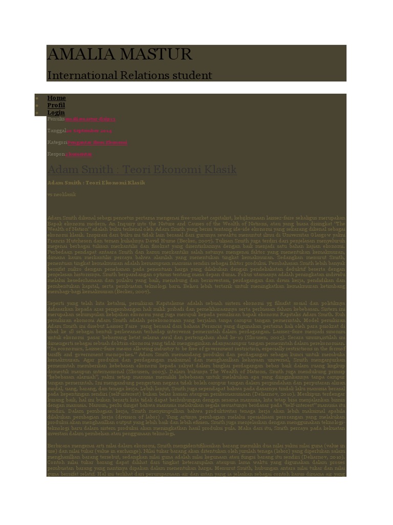 Amalia Mastur: International Relations Student | PDF