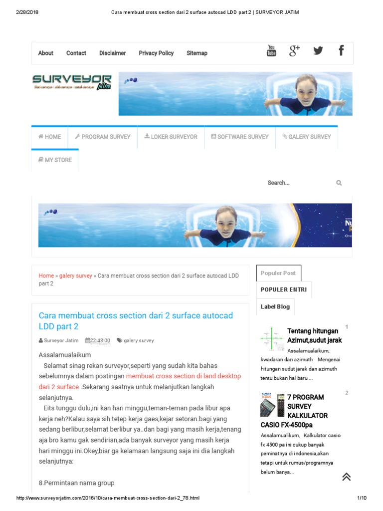 Cara Membuat Cross Section Dari 2 Surface Autocad LDD Part 2 - SURVEYOR ...