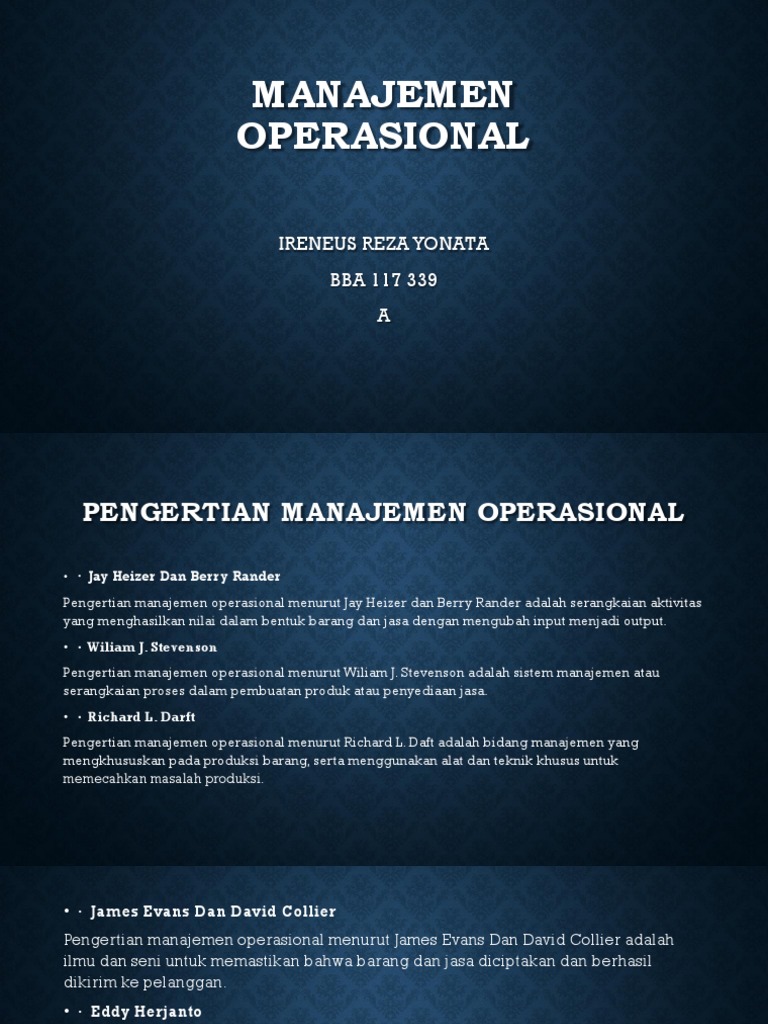Manajemen Operasional Power Point | PDF