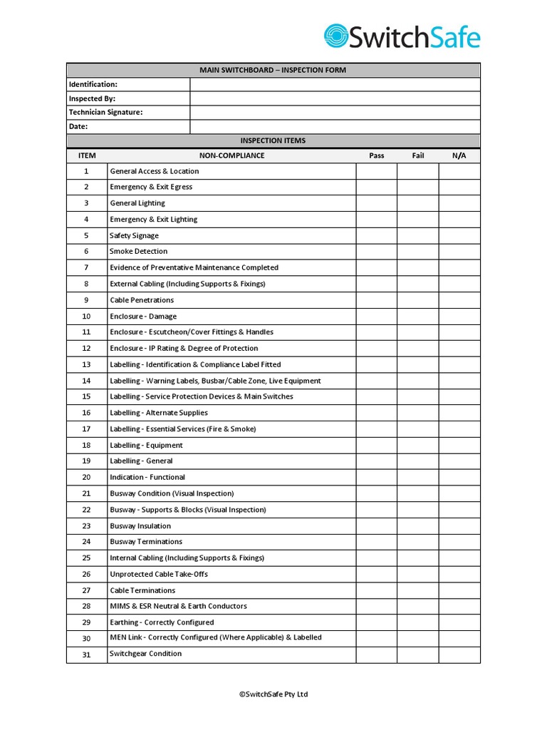 Panel Board Checklist | PDF