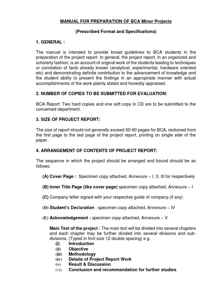 BCA Minor Project Report Format 18-19 | PDF | Arial | Academic Degree