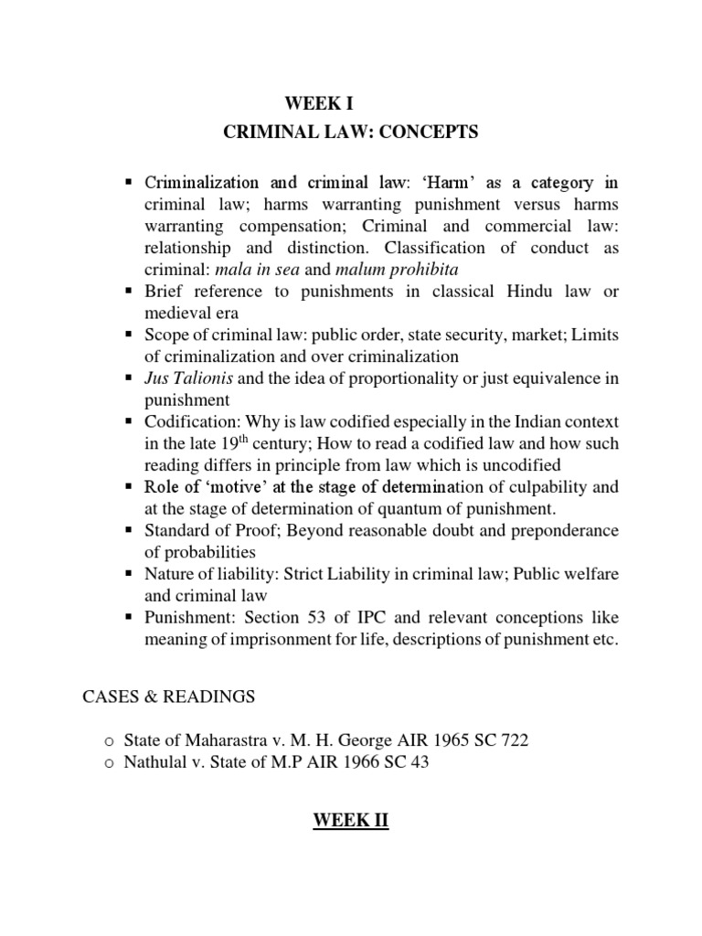 Course Manual | PDF | Mens Rea | Criminal Law