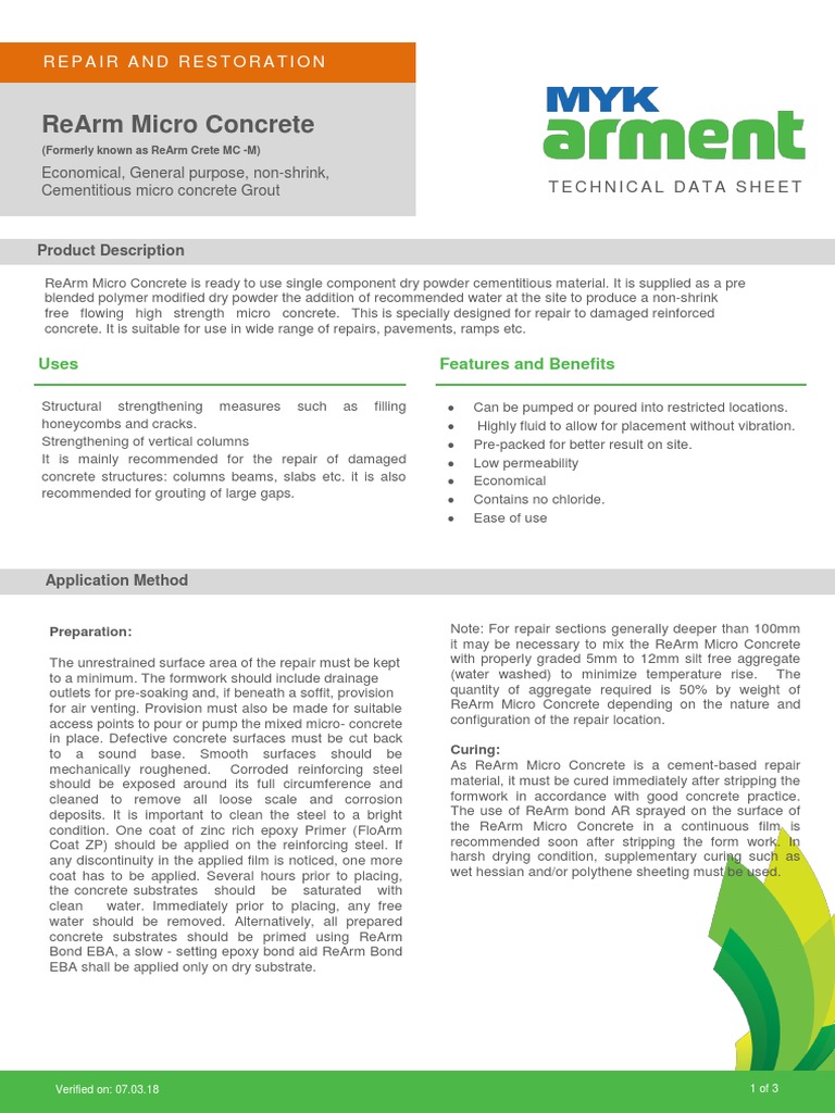 Repair and Restoration of Concrete Structures Using ReArm Micro ...