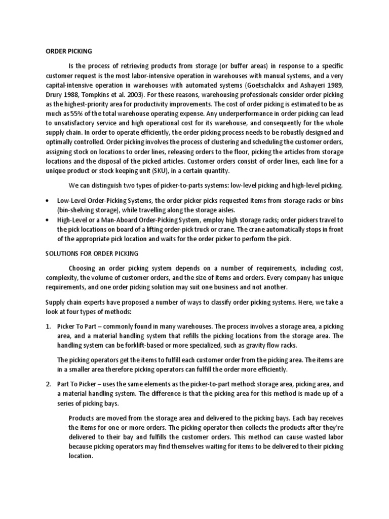 Optimizing Warehouse Order Picking | PDF | Warehouse | Business Process