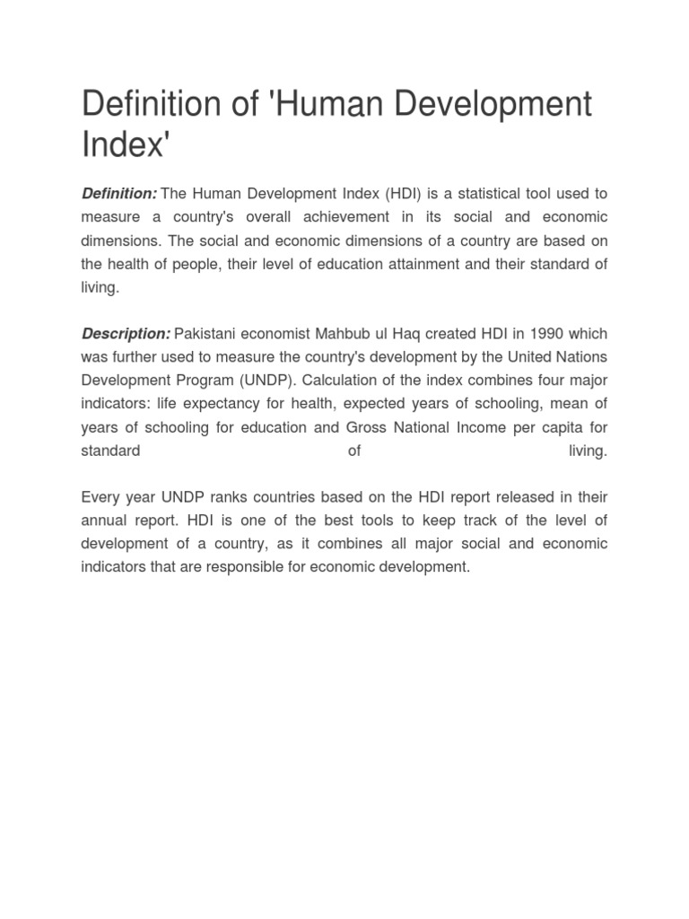Definition of 'Human Development Index' | PDF