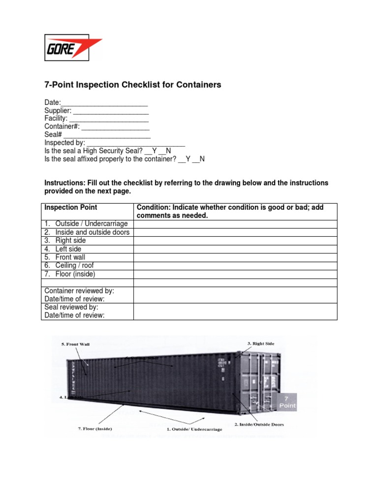 7-Point Container Inspection Checklist | PDF | Civil Engineering ...