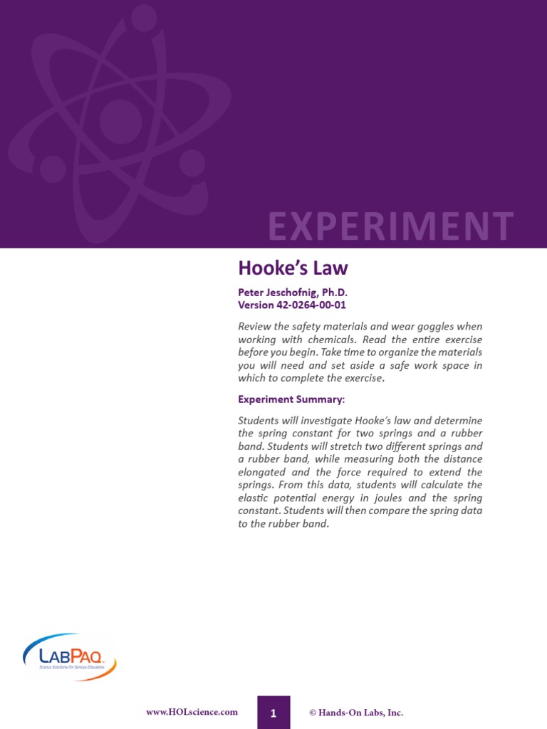Experiment: Hooke's Law | PDF | Elasticity (Physics) | Physics