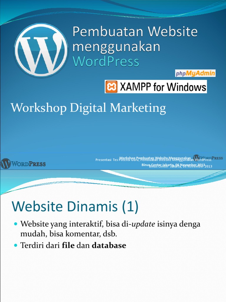 Presentasi Pembuatan Web Menggunakan Wordpress Binus Center Syahdan | PDF