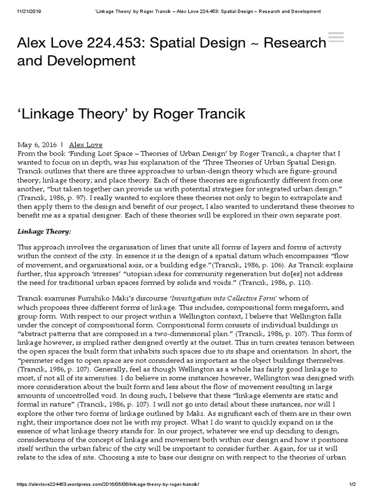 Linkage Theory' by Roger Trancik - Alex Love 224.453 - Spatial Design ...