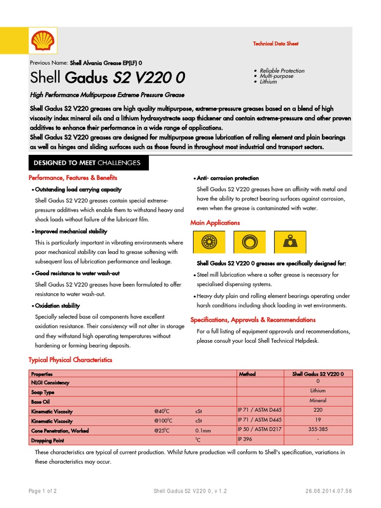 Shell Gadus S2 V220 0: Performance, Features & Benefits | PDF ...