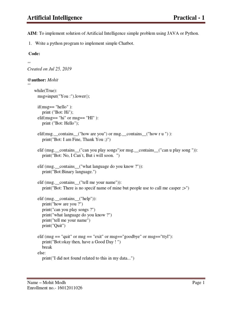 Artificial Intelligence Practical 1 | PDF | Combinatorics | Algorithms And Data Structures