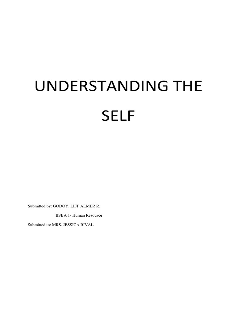 Understanding The Self: Submitted By: GODOY, LIFF ALMER R. BSBA 1-Human ...