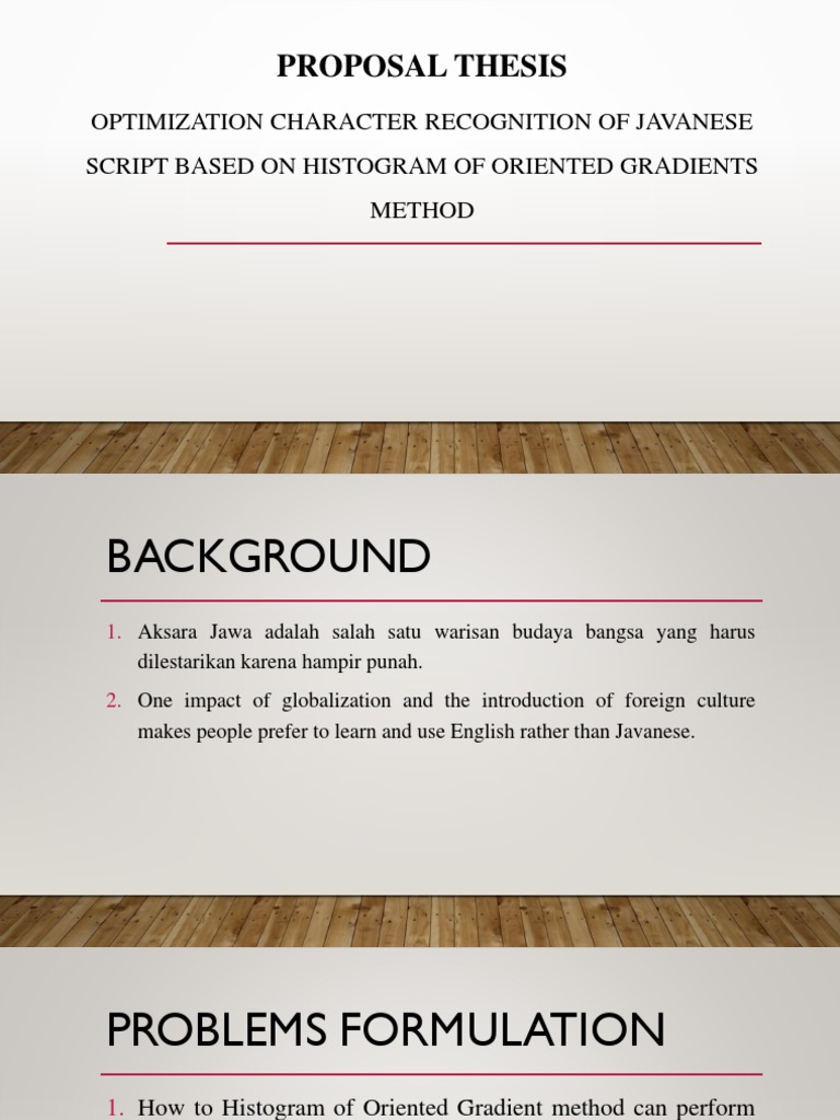 Proposal Thesis: Optimization Character Recognition of Javanese Script ...