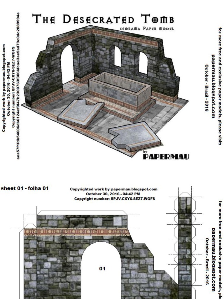 The Desecrated Tomb Diorama Paper Model - by Papermau - 2016 | PDF