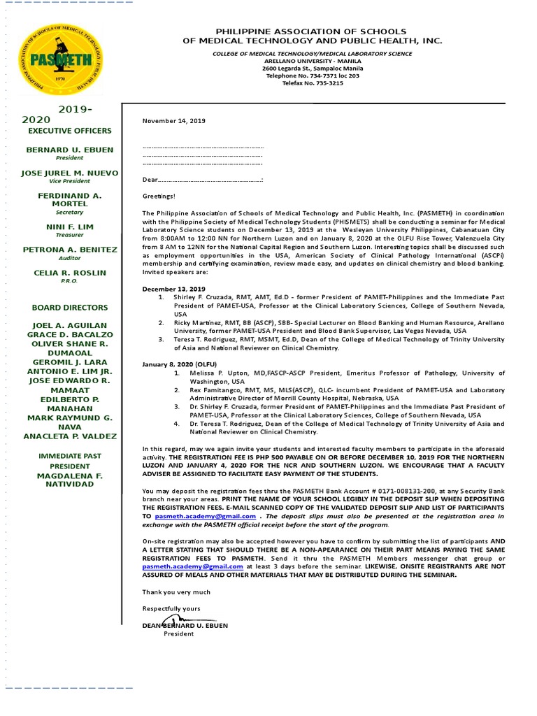 Invitation Letter For The Students Seminar | PDF | Medicine | Health Care