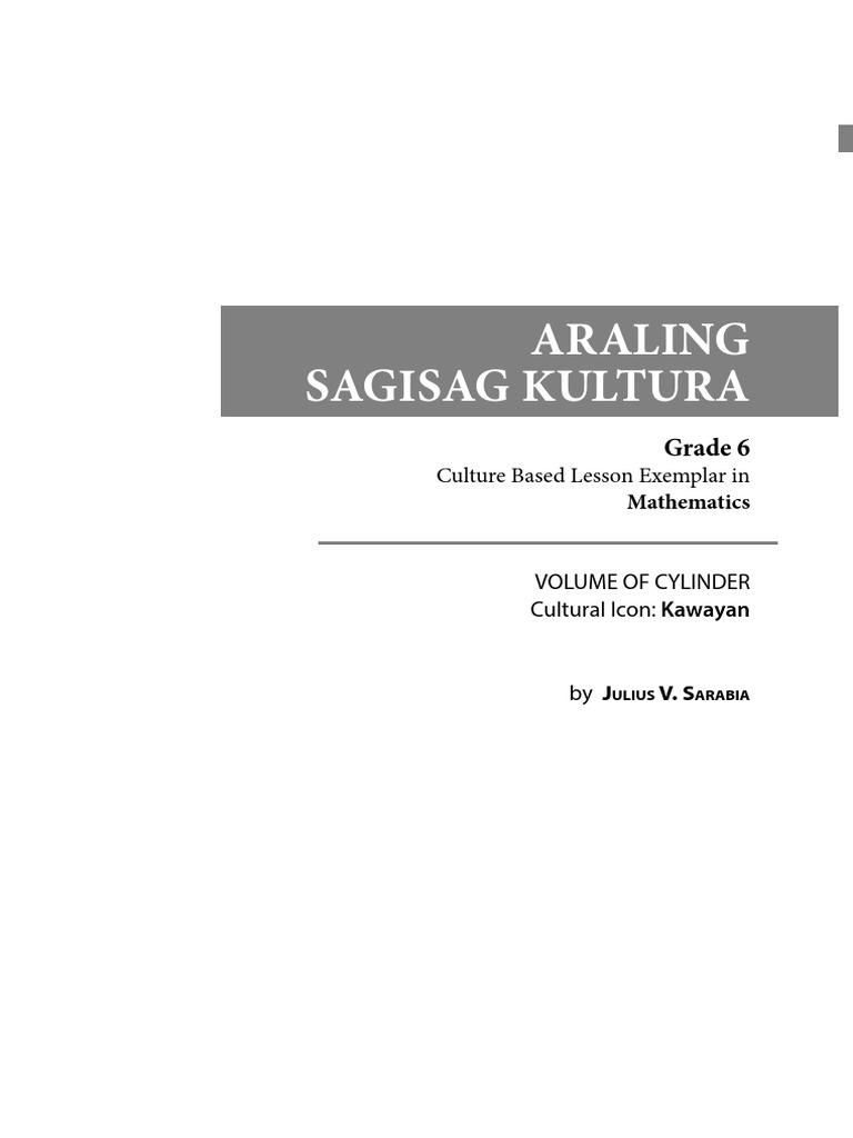 Lesson Exemplar Sagisag Kultura Grade6 Mathematics PDF | PDF | Volume ...