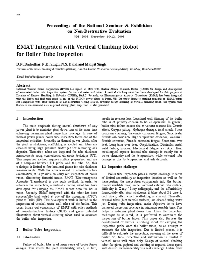 EMAT Integrated Robot for Boiler Tube Inspection | PDF | Physics ...