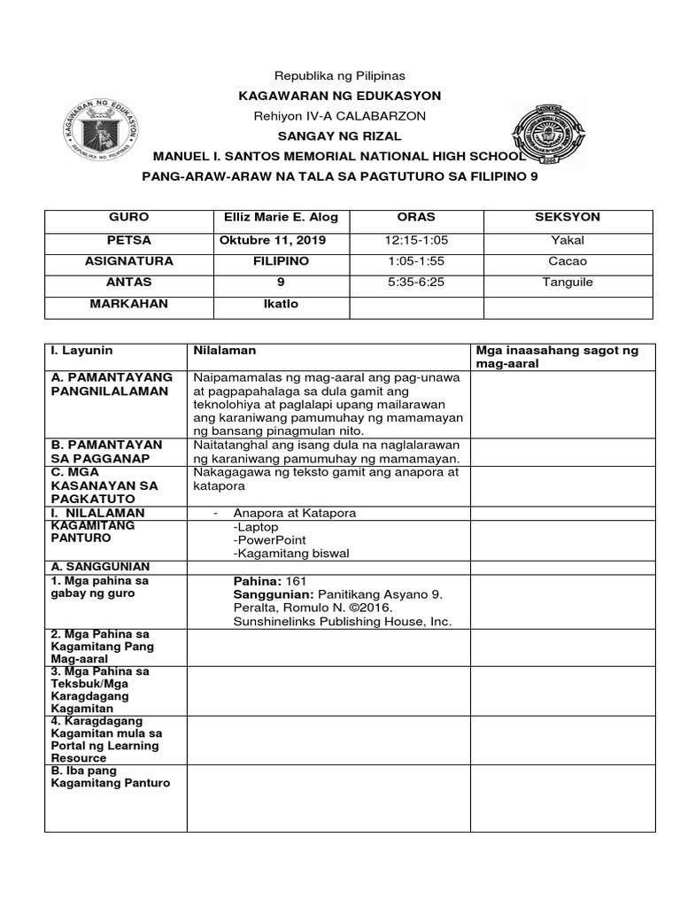 Anapora at Katapora 2019-2020 | PDF