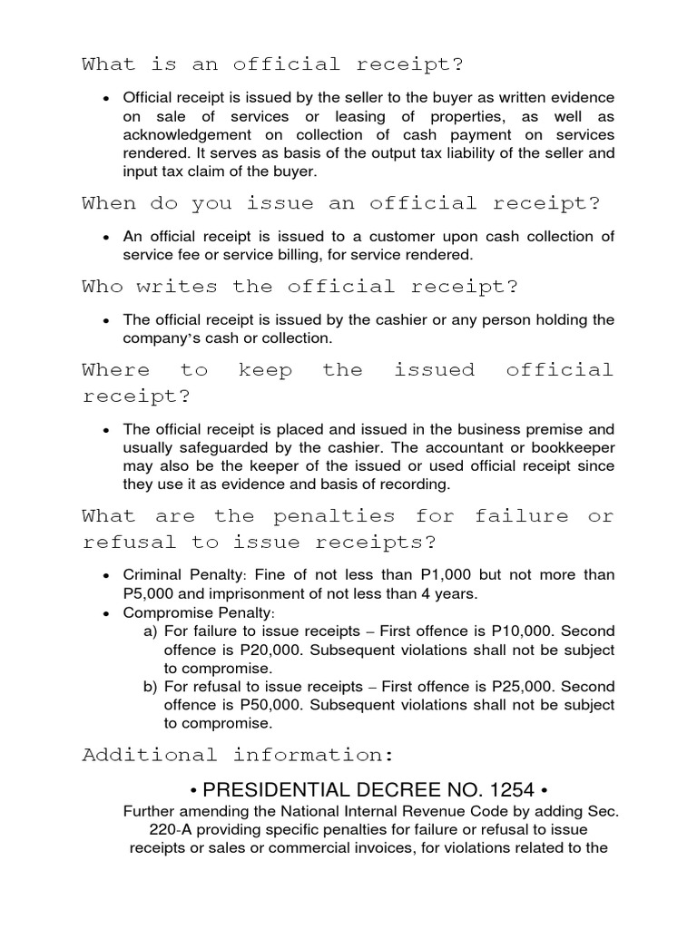 Understanding Official Receipts | PDF | Receipt | Invoice