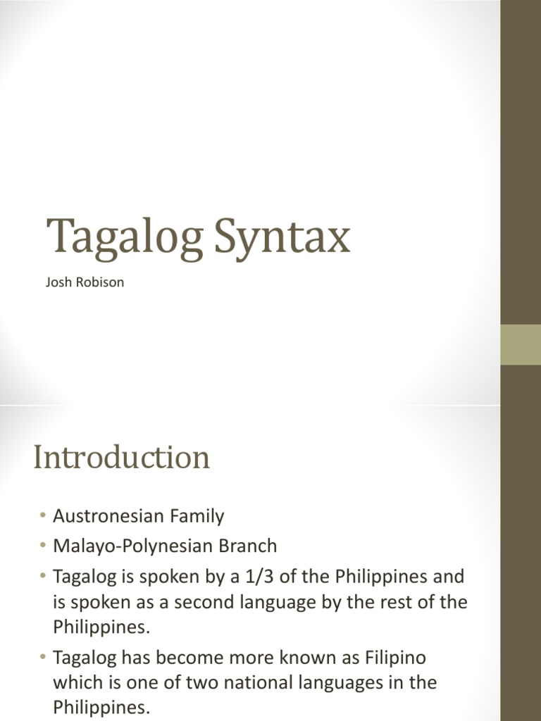 Tagalog Syntax Guide | PDF | Tagalog Language | English Language