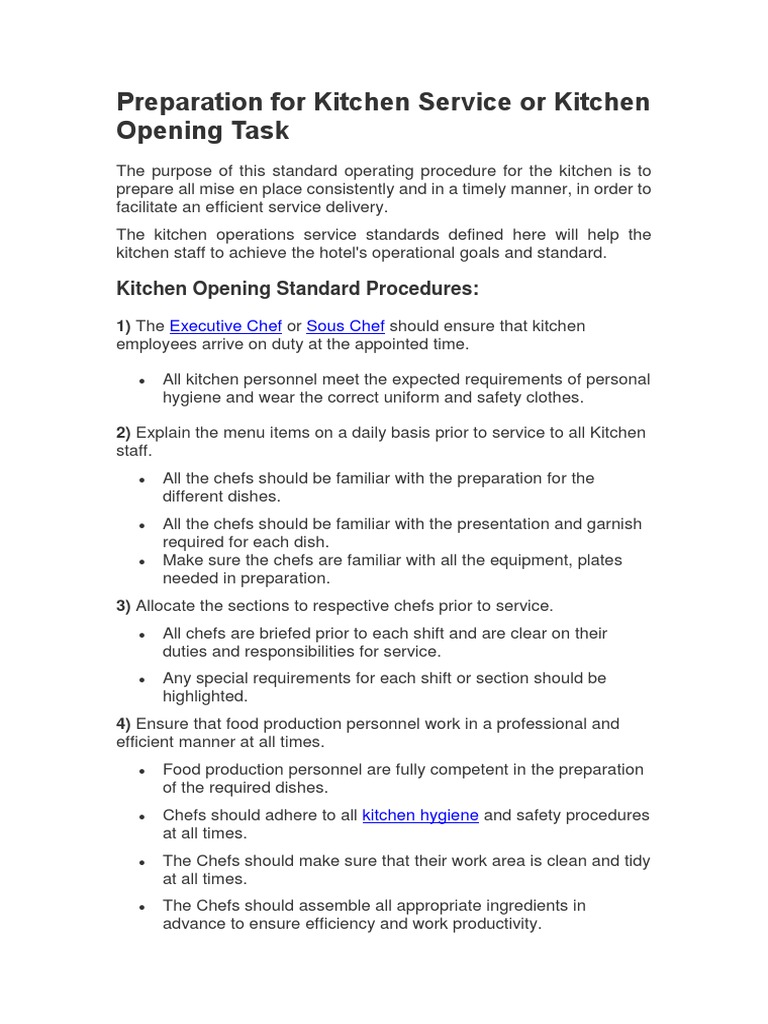 F&B and Kitchen | PDF | Menu | Chef