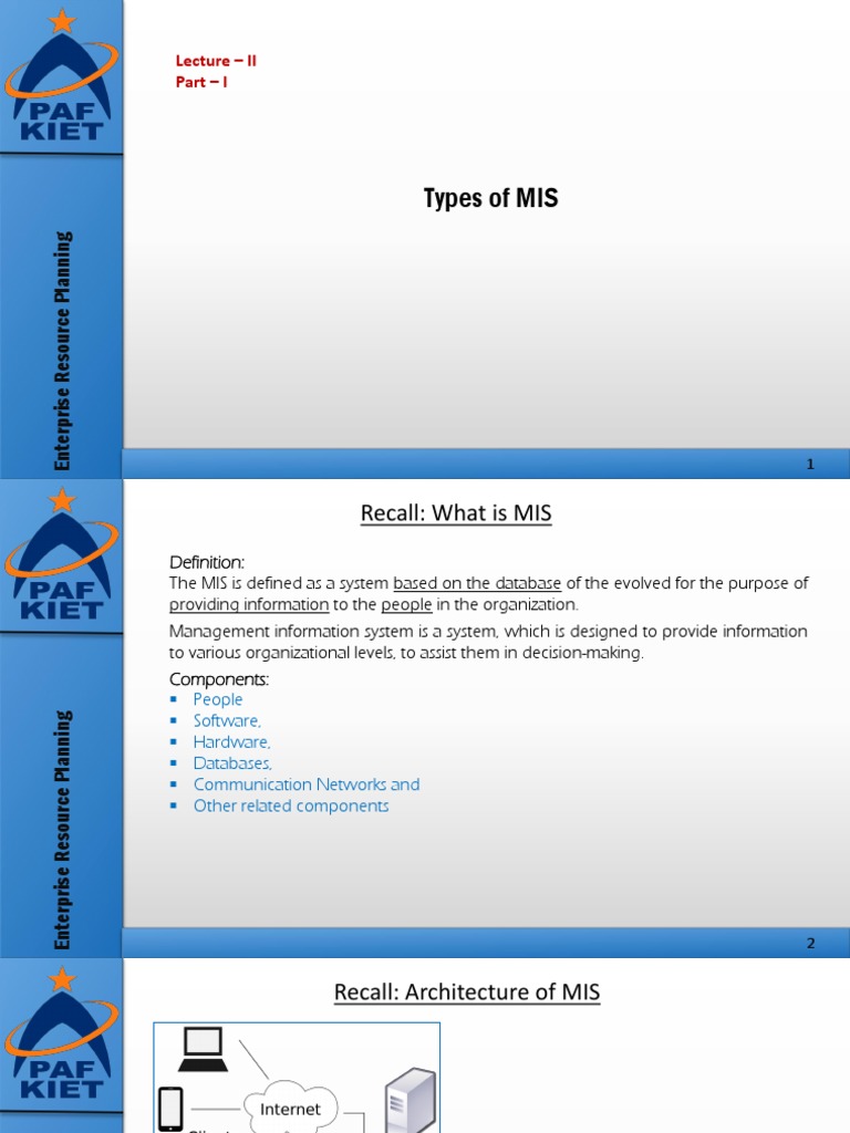 Lecture-II - Types of MIS, Development of ERP, MIS Vs ERP | PDF ...