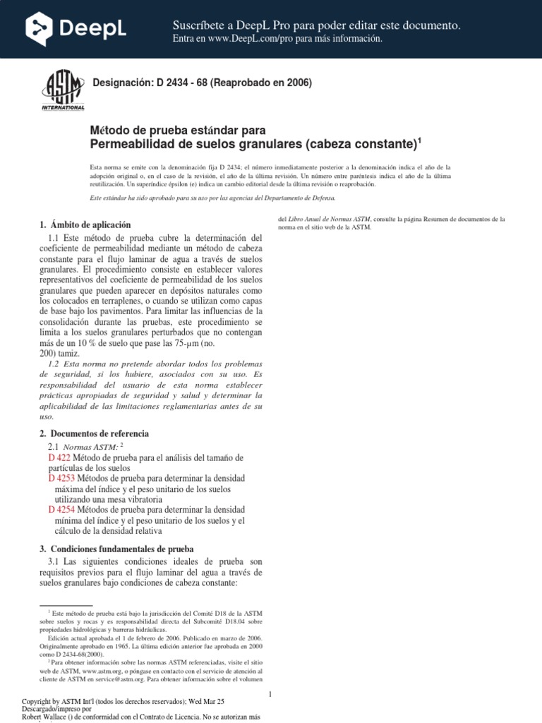 ASTM D2434 Permeabilidad Carga Constante-Convertido ES | PDF | Densidad ...