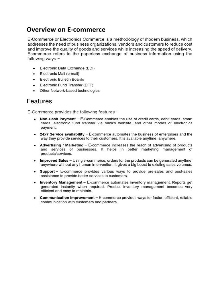 Overview On E | PDF | Sales | Advertising
