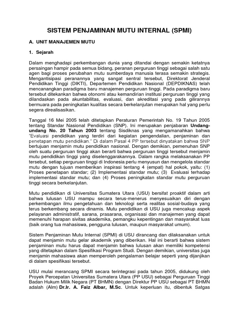 SPMI USU: Meningkatkan Mutu Pendidikan | PDF | Karier & Perkembangan | Bisnis