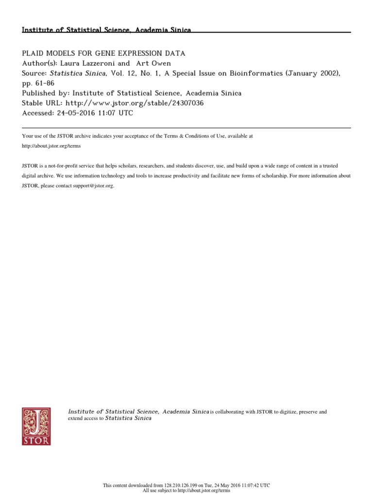 Plaid Model Biclustering | PDF | Mean | Matrix (Mathematics)