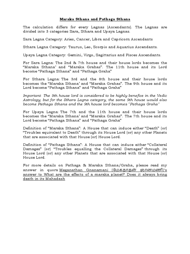 An Analysis of Maraka and Pathaga Grahas and Stahanas According to ...