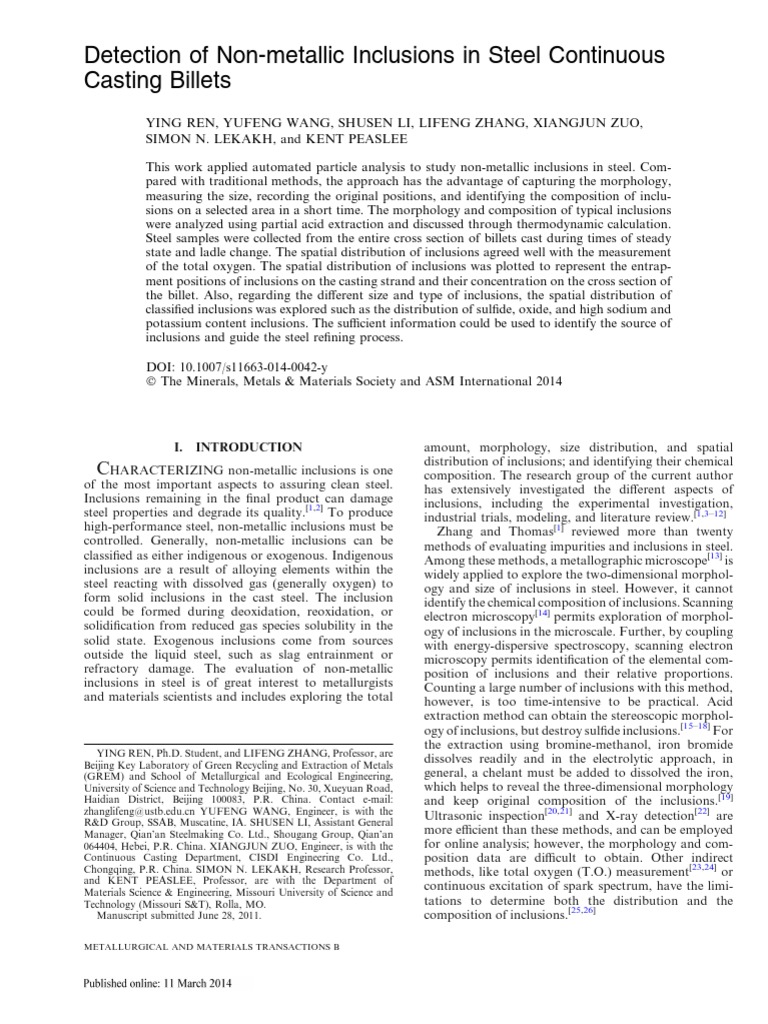 Detection of NMI in Steel | PDF | Calcium | Aluminium