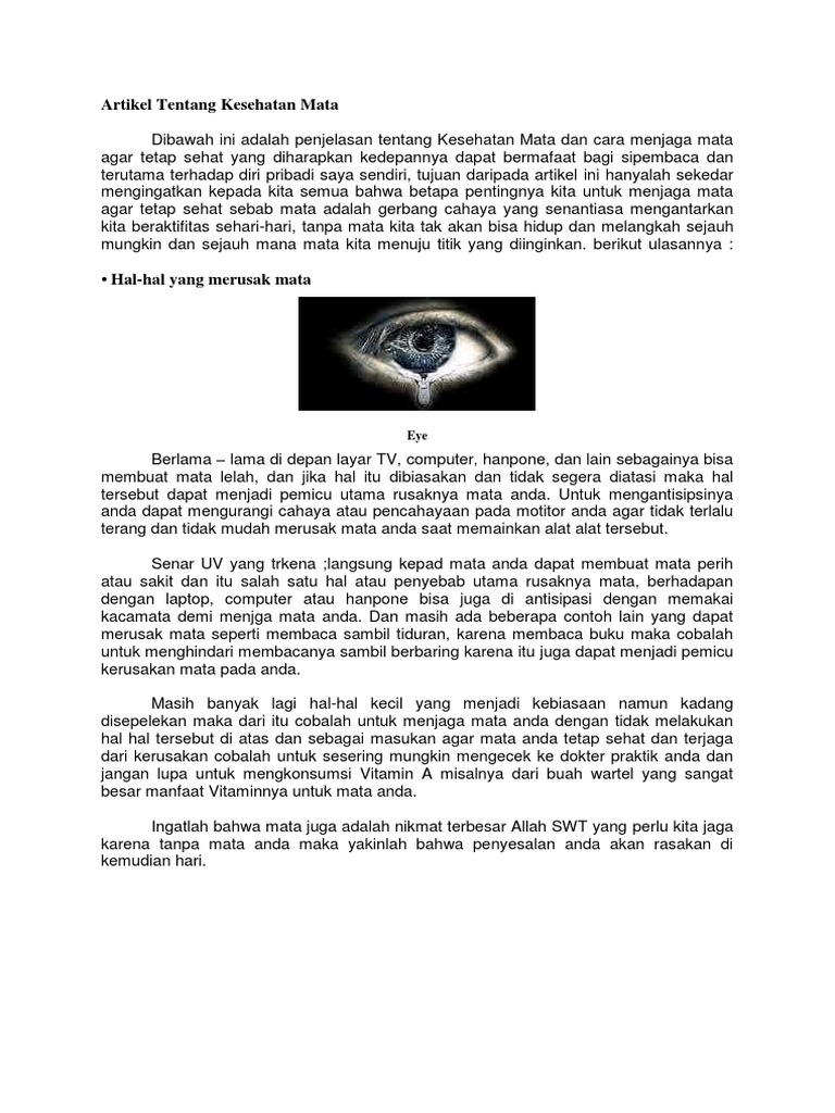 Artikel Kesehatan Mata – 15 Contoh Artikel sehat mata – KXVG