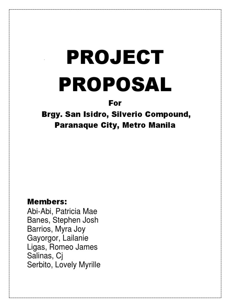 Project Proposal: For Brgy. San Isidro, Silverio Compound, Paranaque ...