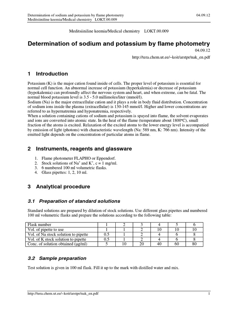 Flame Photometer | PDF | Sodium | Potassium