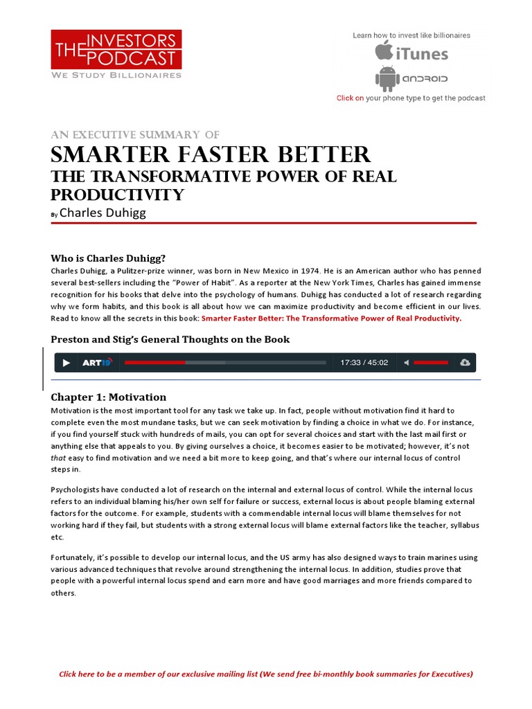 Smarter Faster Better Charles Duhigg PDF | PDF | Motivation | Motivational