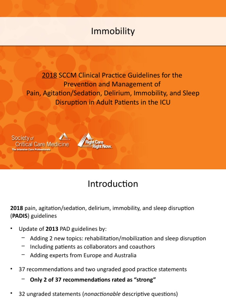 PADIS Guidelines Teaching Slides Immobility | PDF | Intensive Care Unit ...
