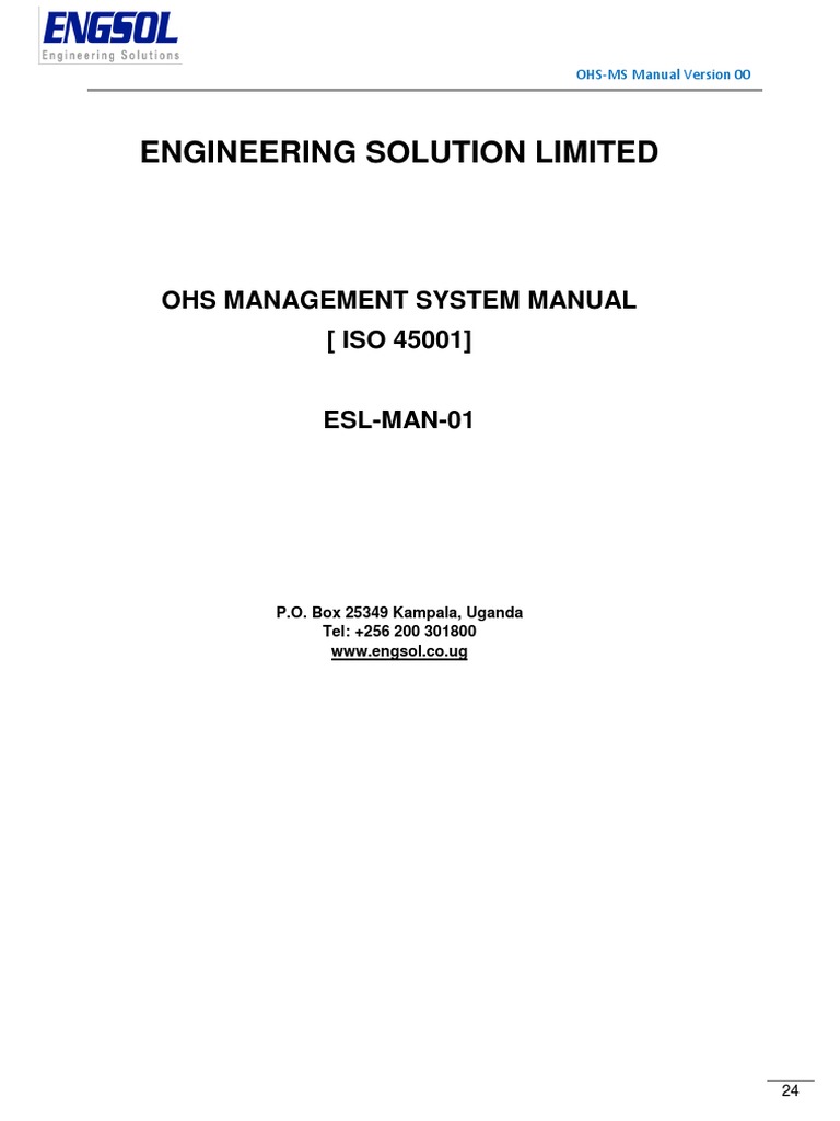 Engsol Ohsms Manual 02 | PDF | Occupational Safety And Health ...