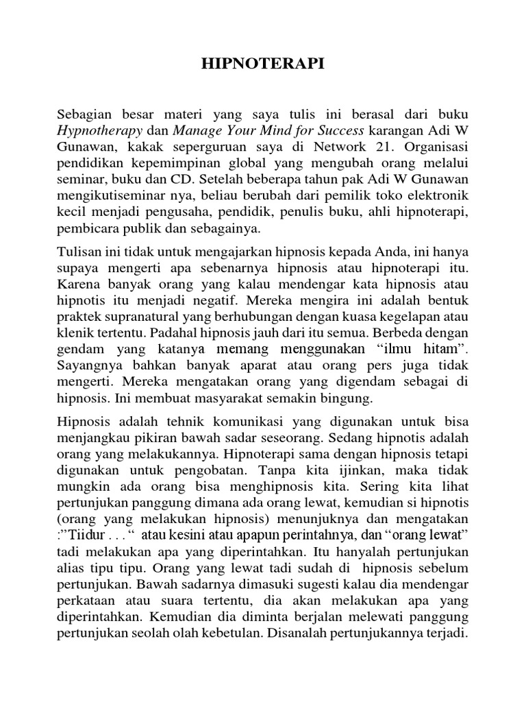 HIPNOTERAPI | PDF